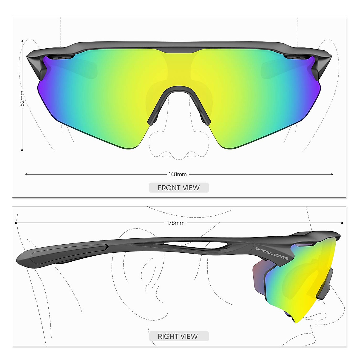 Sports Sunglasses Bike Cycling Sunglasses for Men Women with 5 Interchangeable Lens,Polarized Sunglasses with Anti-Uv400 for Driving Fishing Golf