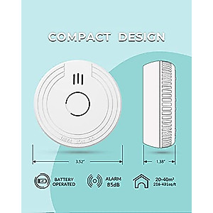 Ecoey Smoke Detector Fire Alarm with Photoelectric Technology, Fire Detector with Test Button and Low Battery Signal, Fire Alarm for Bedroom and Home, FJ136GB, 1 Pack Small