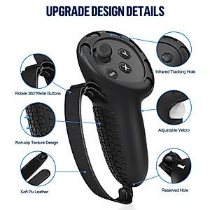 YRXVW Controller Grips Compatible with Oculus/MetaQuest 3 Accessories, Silicone Anti Throw Hand Grips Protective Cover with Adjustable Knuckle Strap for Quest 3