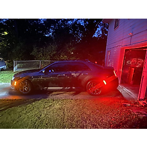 iJDMTOY 4pc Set Black-Out Dark Smoked Lens Amber Front & Red Rear Full LED Side Marker Lights Compatible With 2015-up Chrysler 300 (Total 180-SMD LED, Replace OEM Amber/Red Lens Sidemarkers)