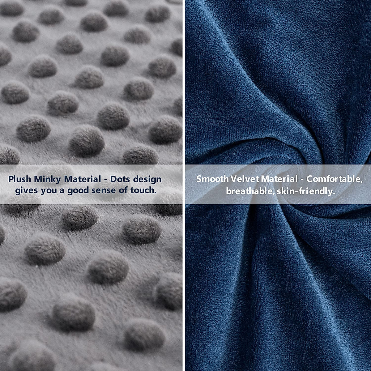 AngQi Peanutshell Pregnancy Pillows, Full Body Pregnancy Pillow with Minky Dot & Velvet Cover, U Shaped Body Pillow for Pregnant Women, Maternity Pillow for Side Sleeping and Back Support, Blue & Grey