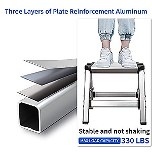 Folding Step Stool Small Foldable Step Stool One Step Ladder with 330 lb Large Loading Capacity for Kitchen, Bathroom, Closet, Garage, Garden