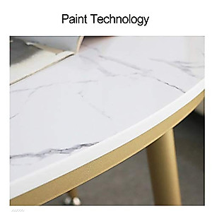 Oval Modern Coffee Table/Glamour Style for Living Room, White/Black Faux Marble, Coffee Table with Adjustable Foot Pad for Office Decoration (Black + White 120 * 60cm)