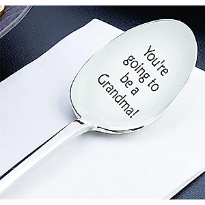 Grandma Pregnancy Announcement Gift | You Are Going To Be Grandma Engraved Spoon Gift | Promoted Grandma To Be Baby Reveal Grandparent Gift | New Grandma | First Time Grandmother Gift Ideas - 7 Inch