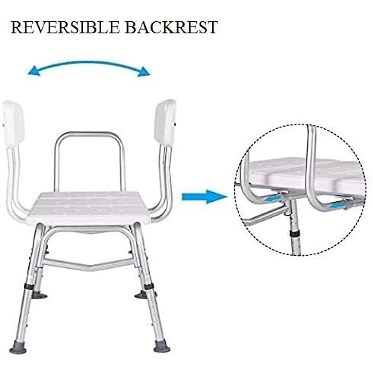 HEALTHLINE Tub Transfer Bench, Lightweight Medical Bath and Shower Chair with Back, Non-Slip Seat, Transfer Bench for Elderly and Disabled, Medical Bath Shower Chair, Adjustable Height, White