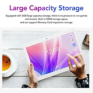 Naroote HD Tablet, 10.1 Inch Tablet with Dual Camera, 3 Card Slot Design, 2GB RAM, 32GB ROM (US Plug)