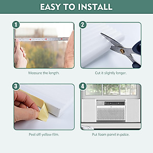 Window Air Conditioner,Side Insulated Foam Panel, Summer/Winter Heat and Draft Insulating,Two-Piece Panels Window Seal,with 4 Pressure Strips 02 (WHITE)