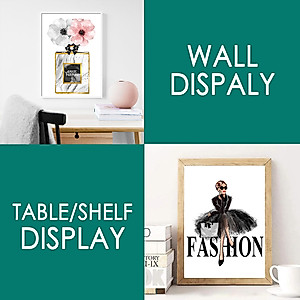 Lodintech Fashion Wall Art Bedroom Aesthetic Canvas Pink Art Prints Wall Decor Black White Fashion Posters Wall Pictures Gray Pink Room Decor Perfume High Heels Flowers Wall Art Prints 8x12'' Unframed