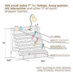 1 x Vallejo 105 holes + 1 x Modular 74 holes Paint Rack organizer
