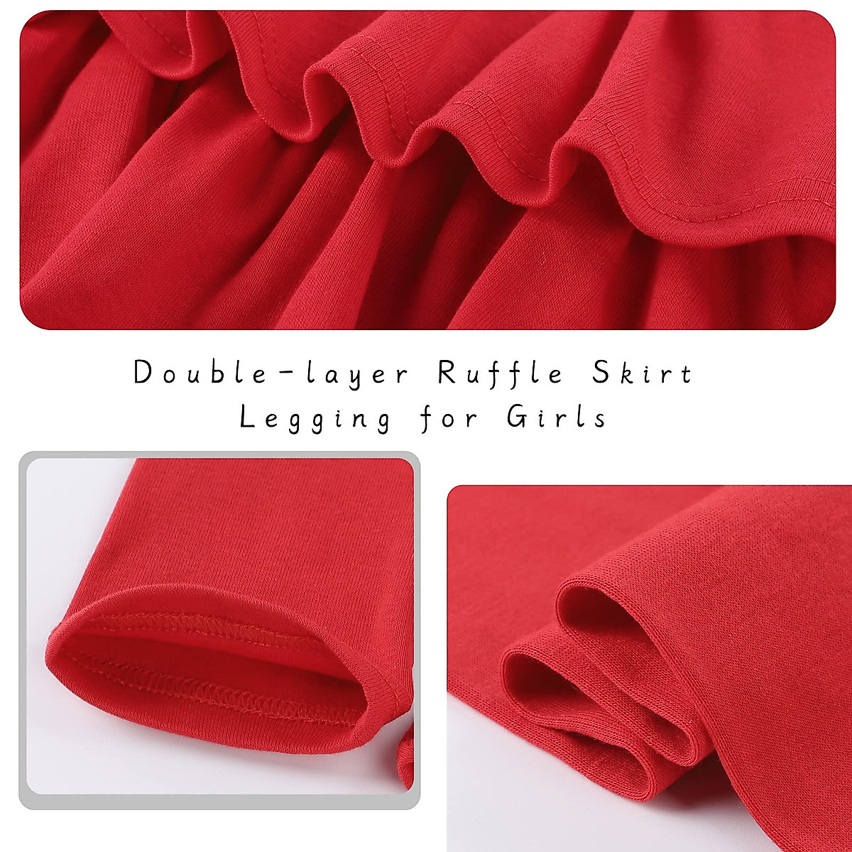 Witwot Toddler Girl Leggings with Skirt Tutu Pants Uniform 5-6 Years Red