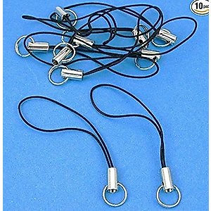 BlastCase 10 Silver Tone Black Cell Phone Charm Split Ring Strap