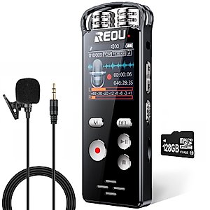 128GB Digital Voice Recorder with Playback, 9868 Hours Sound Audio Recorder Dictaphone Recording Device with Microphone,USB-C, Transcriber,Audio Recorder Device, Portable Field Recorder for Lectures