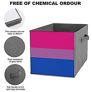 Bisexual Pride LGBT Flag Collapsible Storage Bins Basics Folding Fabric Storage Cubes Organizer Boxes with Handles