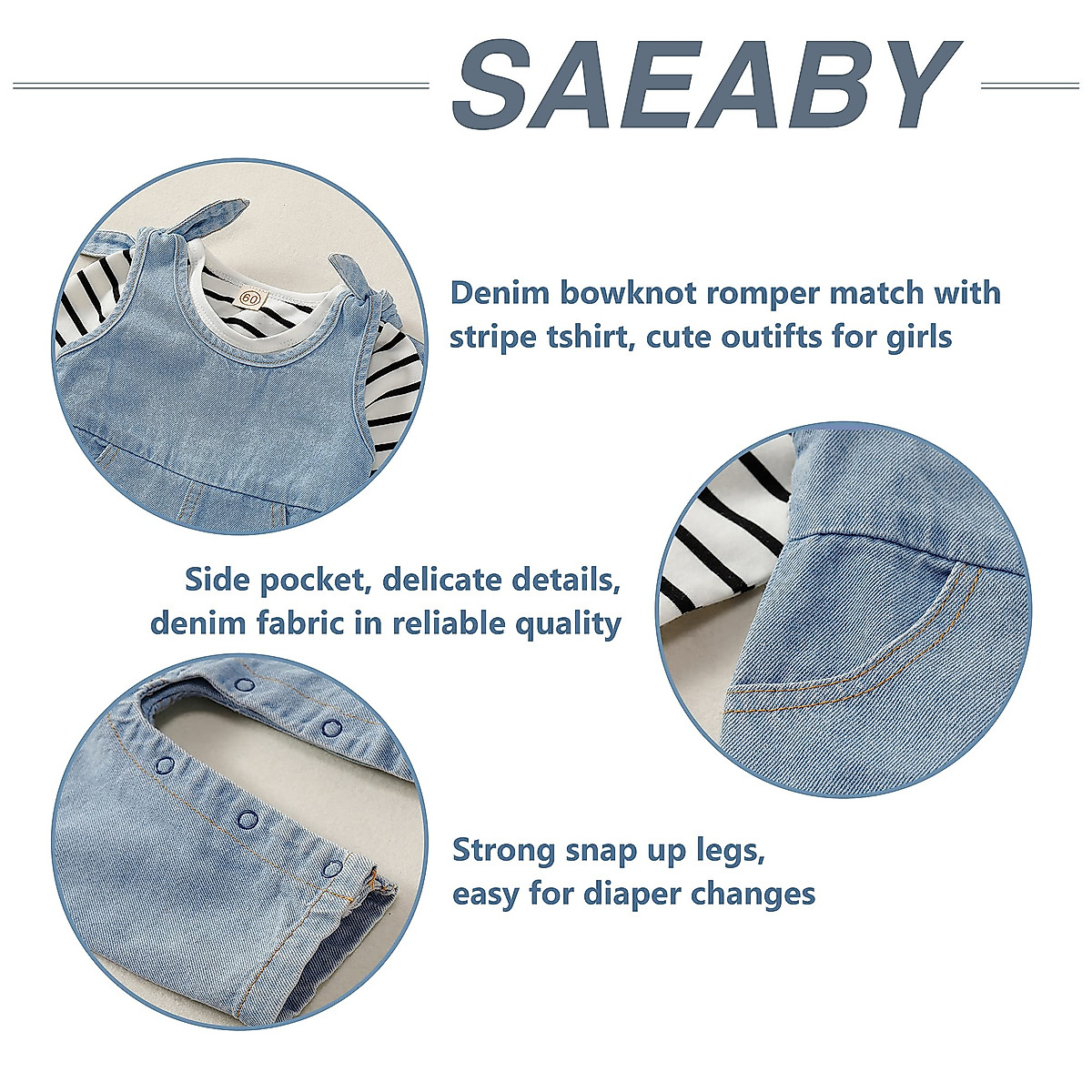 Newborn Baby Girl Clothes Infant Baby Fall Outfits Long Sleeve Stripe Shirt Denim Jumpsuit Romper Jean Overalls Baby Clothes 0-3 Months Unisex