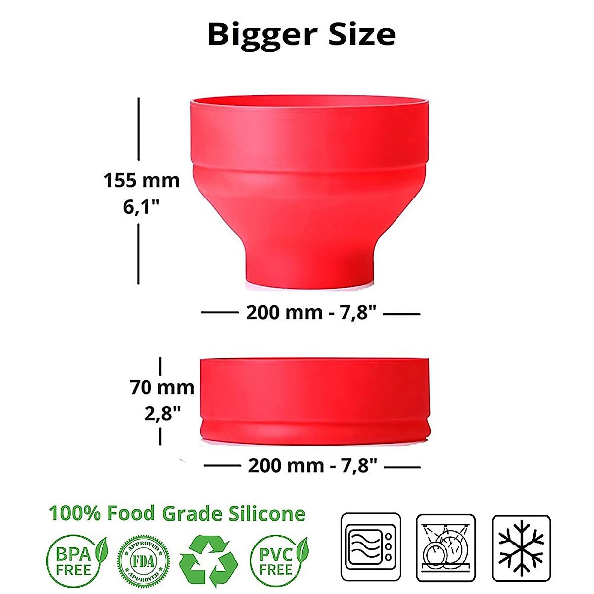 Popcorn Microwave, Silicone Microwave Popcorn Popper Machine, Foldable Popcorn Maker with a Lid, Heat-Resistant and Durable Popcorn Maker to Explode Popcorn and hold fruit