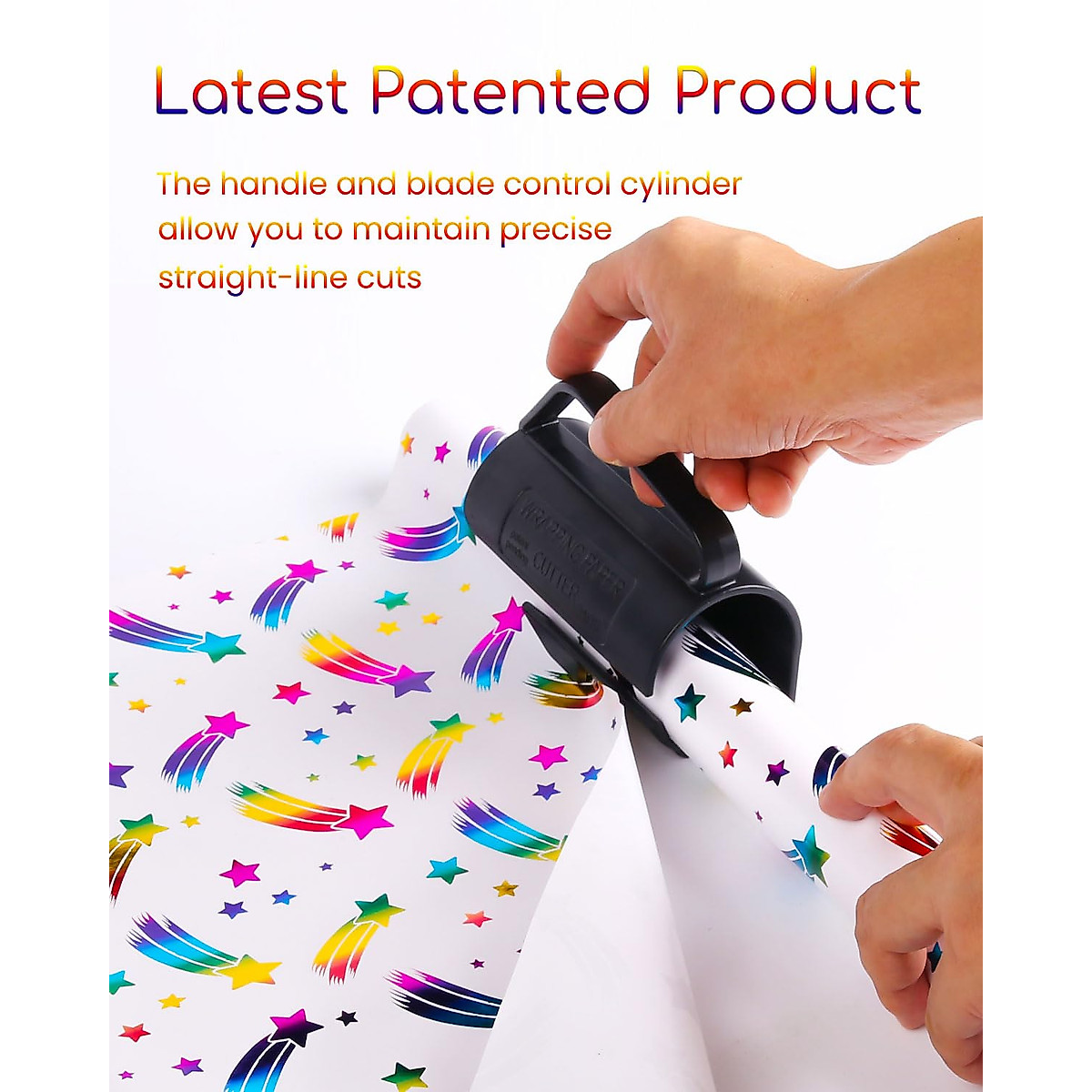 MONTPRO THMORT Birthday Wrapping Paper Roll with a Cutter Kit for Boys/Girls, Adults, Kids Foil mini rolls 17 X 120 Inch Gift Wrapping Paper Roll Colorful Foil Rainbow Silver. Includes double-sided