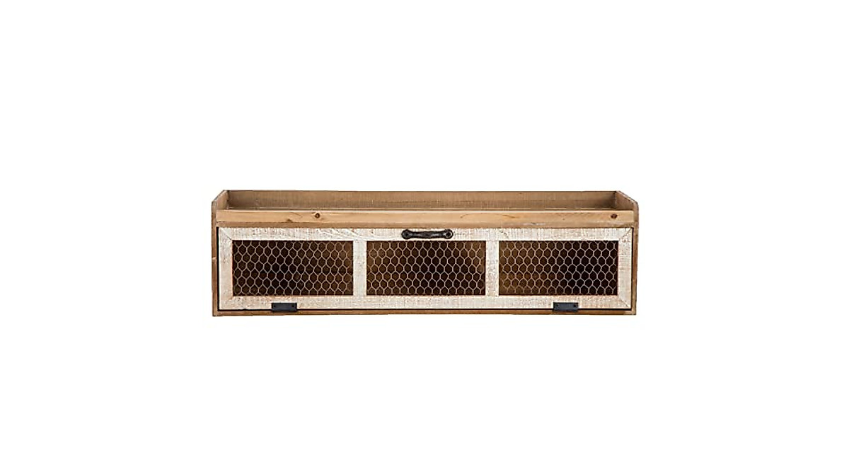 Chicken Wire Wall Shelf with Drawer | Rustic Home & Kitchen Storage