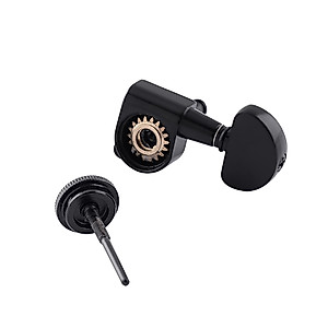 Metallor Locking Guitar String Tuning Pegs Tuning Keys Machine Heads Tuners 1:18 Gear Ratio 6 In Line for Right Handed Electric Guitar or Acoustic Guitar Parts Accessories Half Round Head Black.