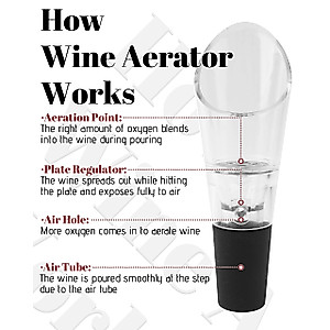 Wine Aerator, 6PCS Wine Pourer, Premium Wine Airarator, Wine Aerator Pourer Spout, Wine Aerorater and Wine Aireators Pourer for Wine Lovers