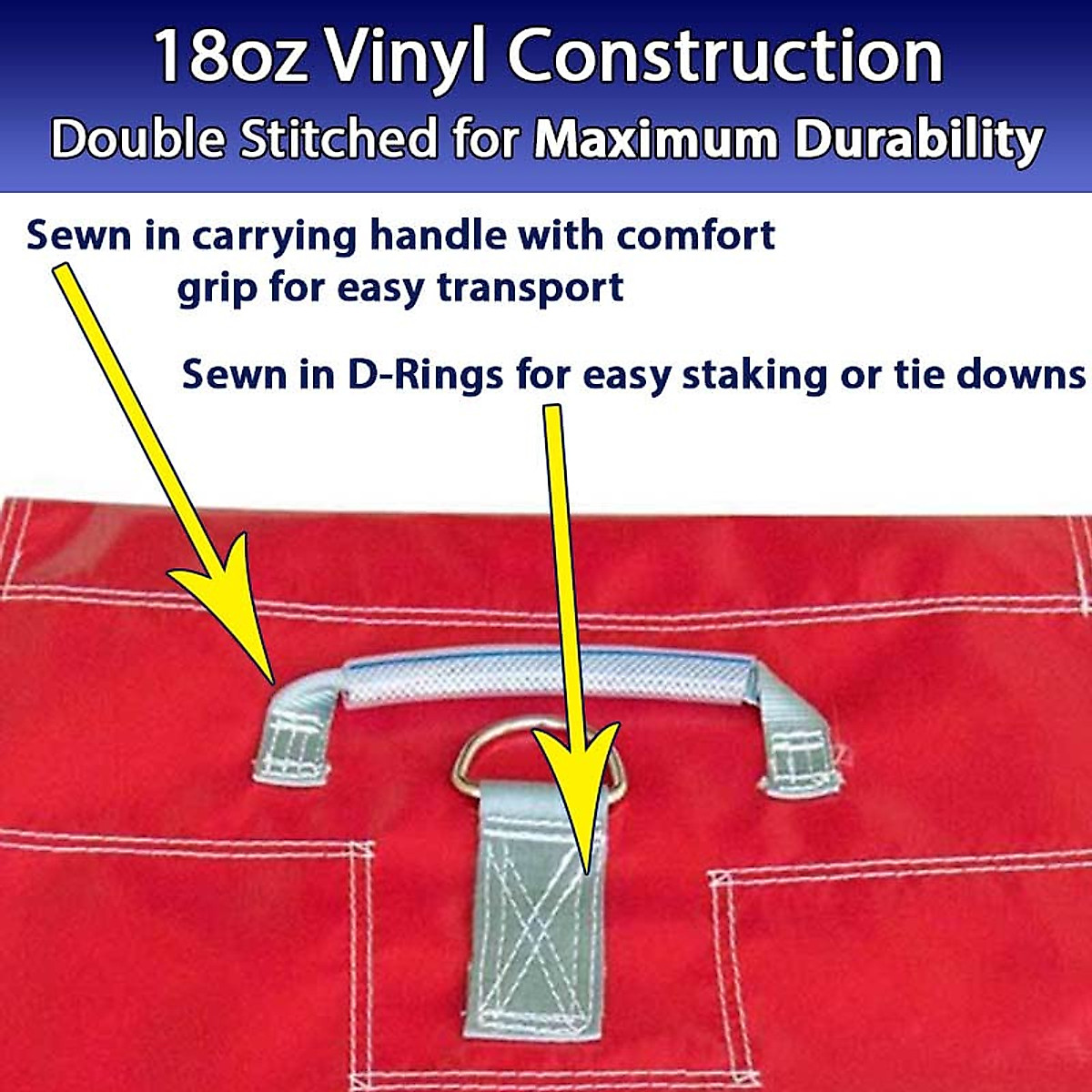 Extra Durable Strong Vinyl Sand Bag | Red PVC | 21" x 21" | Used to Support and Anchor Inflatables, Bounce Houses, Water Slides, Tents, and More | Holds Up to 50 Pounds | 10 Pack