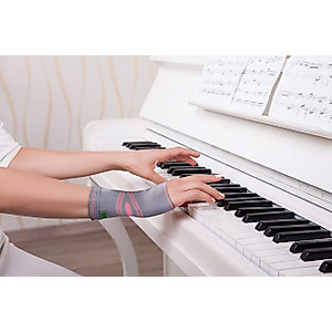 Dr. Arthritis Doctor Developed Wrist & Hand Compression Sleeve/Support/Brace, Palm Protector with Gel Pad, Optimum Comfort for Carpal Tunnel, RSI & More Pink/Grey, Small