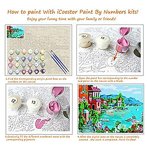 iCoostor Paint by Numbers DIY Acrylic Painting Kit for Kids & Adults Beginner – 16" Wx20 L Colorful Tiger Pattern
