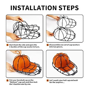 Hat Washers, 1 Pack Baseball Hat Cleaners Cap Washer, Fit for Adult/Kid's Hat Washer Frame Cage, Hat Protector Racks for Washing Machine, Black