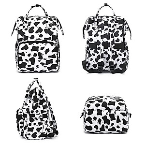 Xunteny Cow Print Women Laptop Backpack, College School Backpack Bookbag 15.6 Inch Computer Backpacks for Work Business Travel