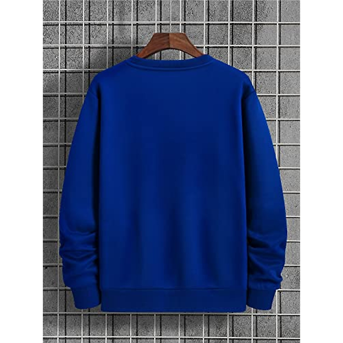 SOLY HUX Men's Graphic Crewneck Sweatshirts Letter Print Long Sleeve Pullover Casual Vintage Tops Royal Blue Letter L