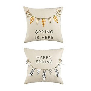 Mud Pie Easter Banner Applique Pillow, 18" x 18", Carrot