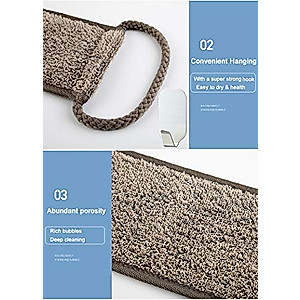 Loofah Back Scrubber for Shower, Natural Soft Flax Back Exfoliator Cleaner for Shower Acne, Extra Long Back Scrub Washer, Dual-Sided Bath Exfoliating Scrubber, Deep Clean&Invigorate Skin for Men/Women