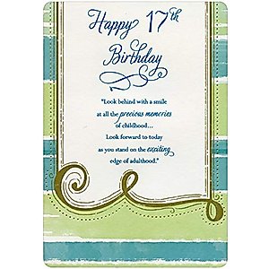 Designer Greetings Look Behind with a Smile Die Cut Edges Age 17 / 17th Birthday Card