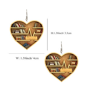 Teacher Earring for Women,Back to School Acrylic Earrings Book Lover Earrings Heart Librarian Grade Earring Decor Pendant Bookworm Gift for Book Lover ((heart)
