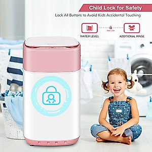 COSTWAY Portable Washing Machine, Built-in Drain Pump, 8Lbs Capacity, Full-Automatic washer with 6 Programs, Child Lock, Compact Laundry Washer for RV, Dorm, Apartment, Pink