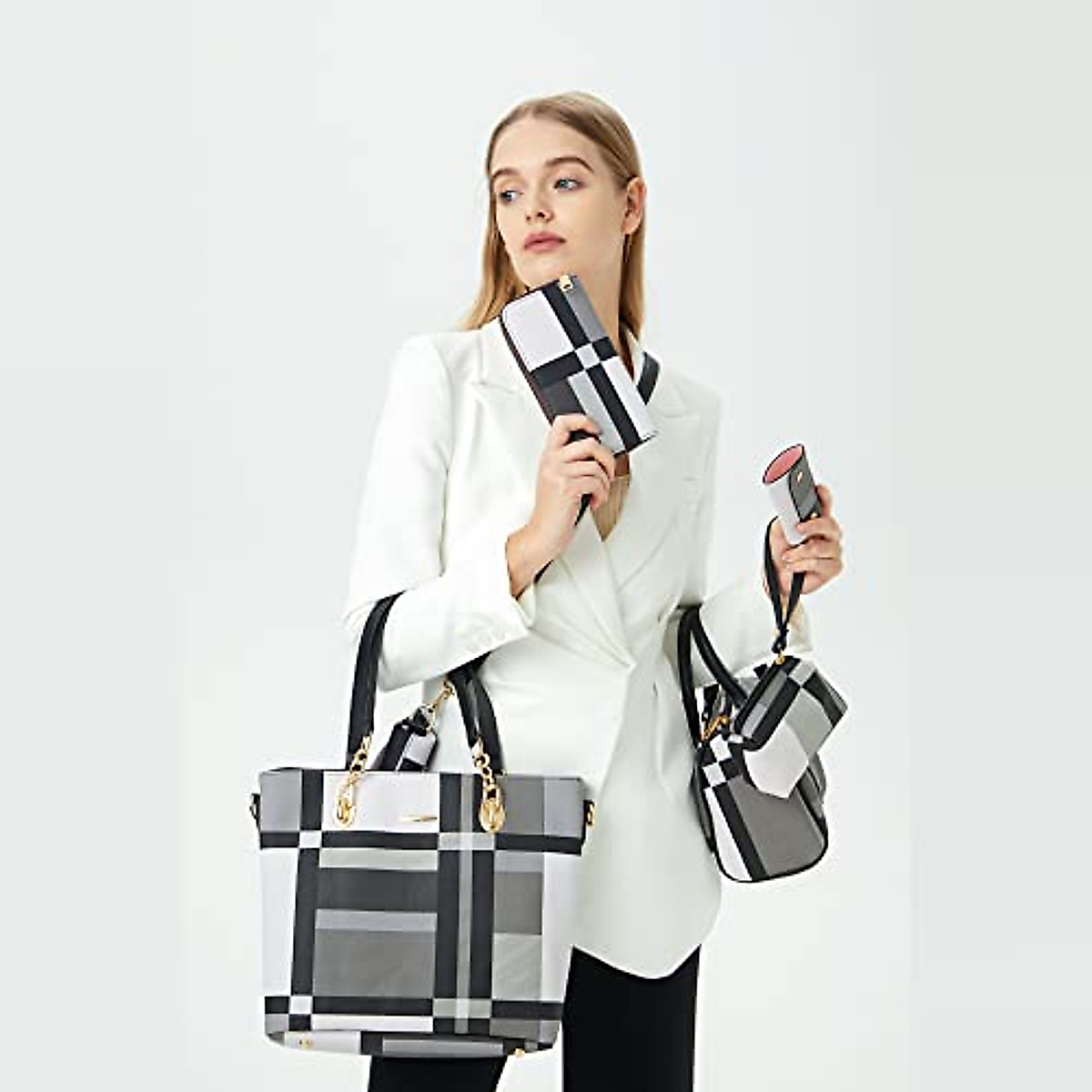 2E-youth Designer Purses And Handbags For Women Satchel Shoulder Bag Tote Bag For Work Clutch Purses (Black, White, Grey)