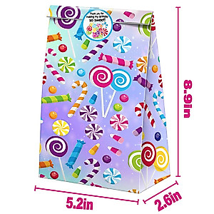 Candyland Goodie Bags-24 Pcs Candy Party Favors Bags with Stickers, Candy land Goody Gift Treat Bags Candyland Themed Birthday Party Supplies