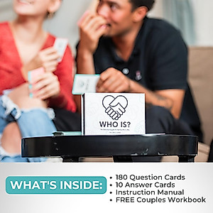The Couples Company LLC | Who Is? Card Game | 180 Unique Cards | Perfect for Date Night & Parties | Prove Who Knows Who Best | Made for 2-12 Players