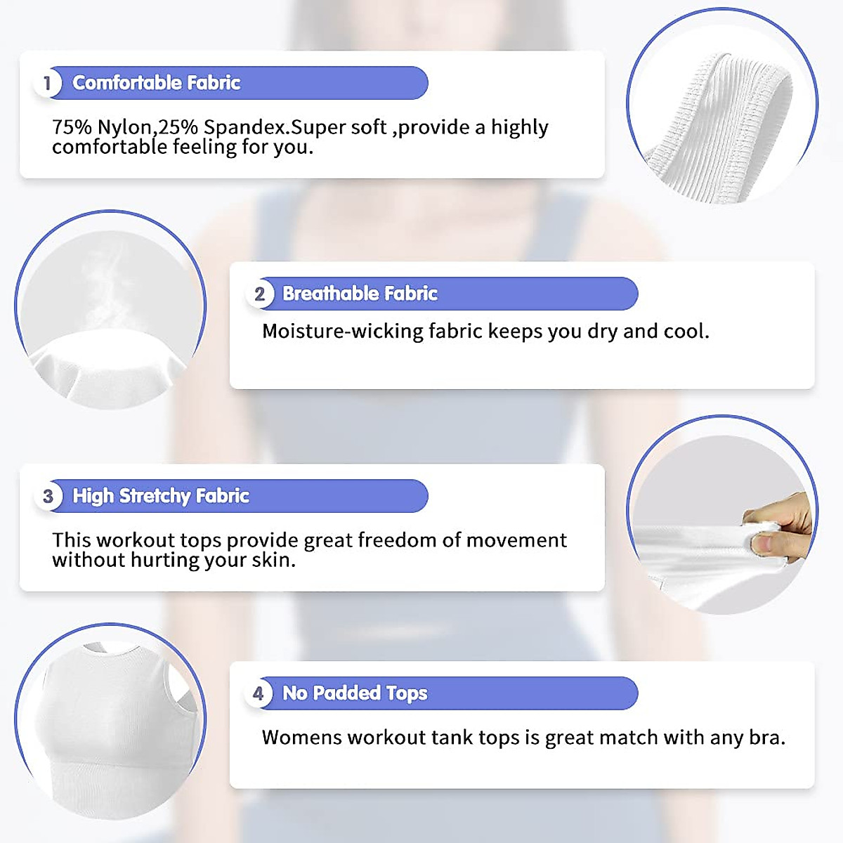 Workout Crop Tank Tops for Women Solid Comfort Sleeveless Shirts for Casual Sports Fitness Yoga Reversible Ribbed Tops White XXL