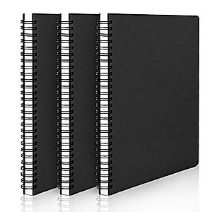EUSOAR Spiral Lined Notebook, A5 3packs 5.5"X8.3" 120 Pages Hardcover Lined Travel Writing Journal, Notepad Sketchbook, Students College Office Business Subject Diary Ruled Spiral Book Journal-Black