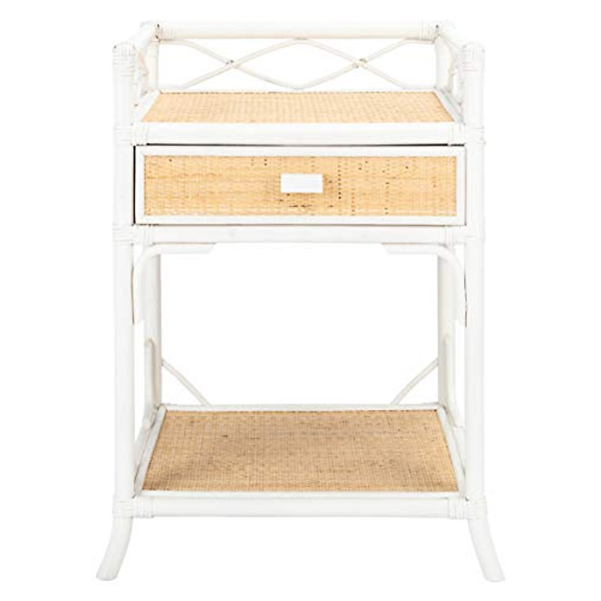 Safavieh Home Collection Rumi White and Natural Rattan 1-Drawer 1-Shelf Nightstand