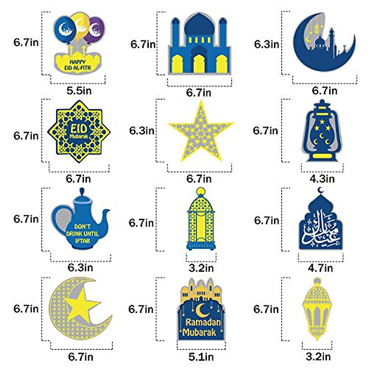 Tifeson Ramadan Mubarak Decorations Hanging Swirls - 36 Pcs Eid Mubarak Ceiling Foil Swirls for Eid Al-fitr Party Decorations Supplies