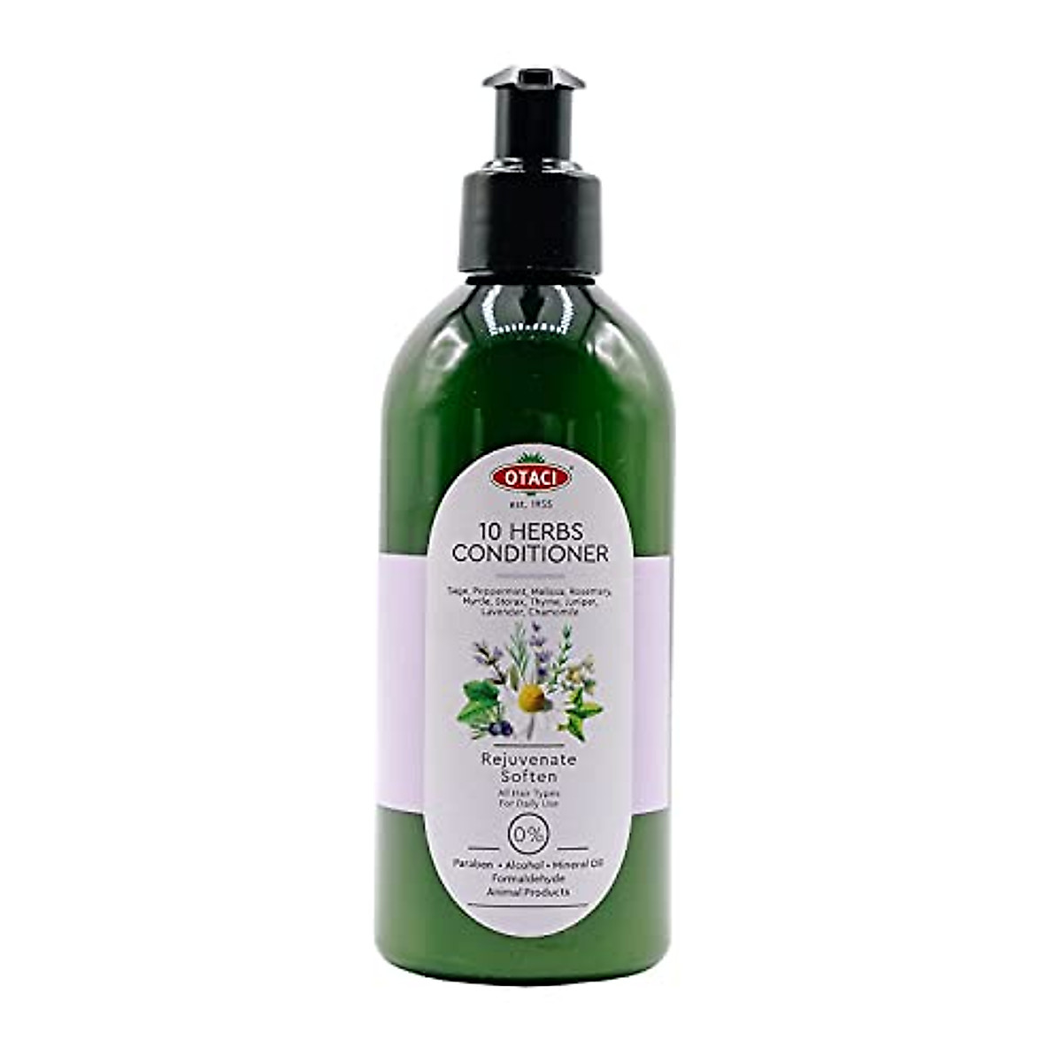 OTACI 10 Herbs Rejuvenate and Soften Conditioner for All Hair Types, Sage, Peppermint, Melissa, Rosemary, Myrtle, Storax, Thyme, Juniper, Lavender, Chamomile, No Paraben, No Alcohol Herbal Conditioner