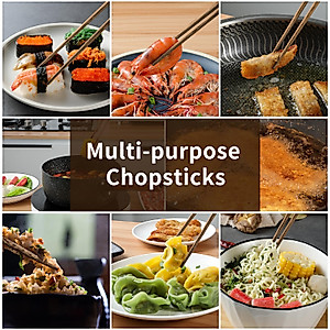 Muguning 100-Pairs Wooden Chopsticks, Dishwasher Safe Chopstick, Reusable, Natural Healthy, Chinese Classic Style for Kitchen, Dining Room, Gourmet, Noodles (9.8 Inch)