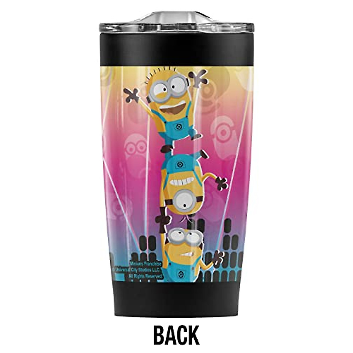 Logovision Minions OFFICIAL Neon Rave Stainless Steel 20 oz Travel Tumbler, Vacuum Insulated & Double Wall with Leakproof Sliding Lid
