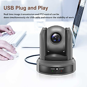 Runpu 10x Optical Zoom PTZ Camera USB Live Streaming Camera Full HD 1080p Video Conference Room Camera, PTZ Webcam for Church, Broadcast,Workshop Service,Zoom Meeting and On-line Education