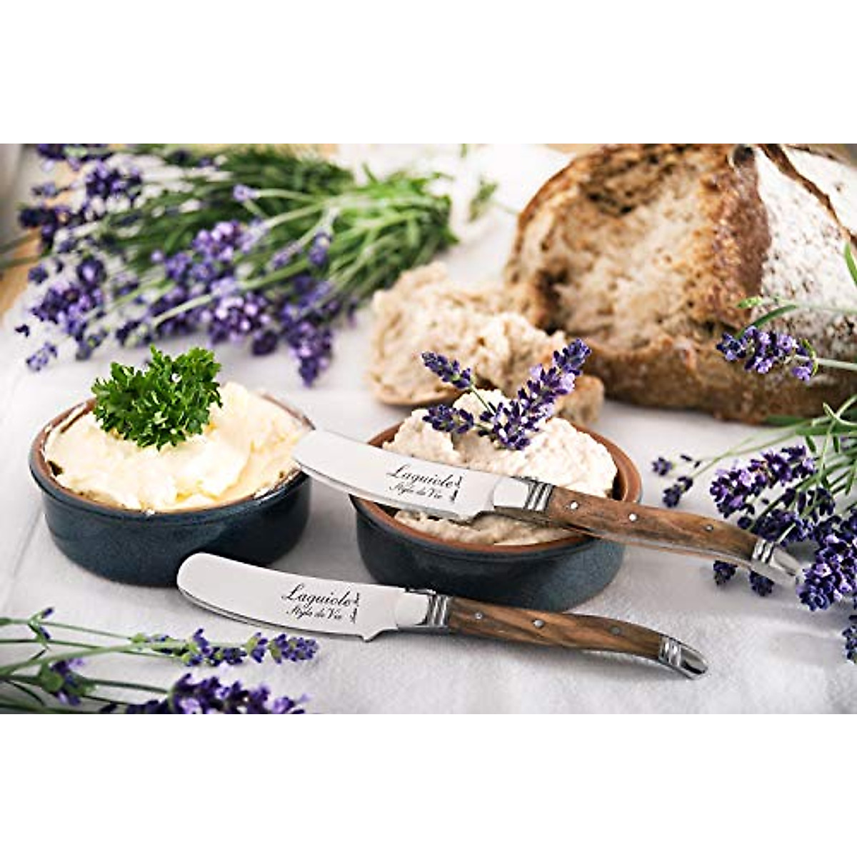 Laguiole Style de Vie Butter knives Luxury Line, set of 4, olive wood