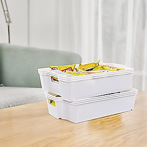 Neadas White Stacking Storage Basket Tray, Plastic Shallow Basket, 6 Packs