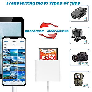 SD CF Card Reader Compatible with iPhone/iPad SD CF TF Memory Card Reader Adapter Digital Trail Game Camera Accessories No Need App