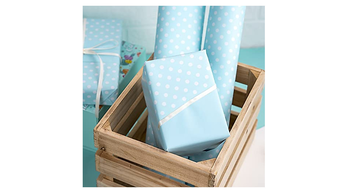 Wrapaholic Reversible Baby Blue Wrapping Paper Roll - 17x33 ft