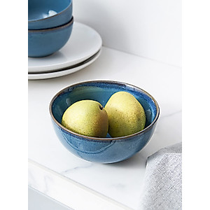 LE TAUCI Cereal Bowls 6 Inch, Ceramic Bowl Set for Soup, Dessert, Fruits, Salad, Noodle, Ramen, 22 Ounce Bowls for Kitchen, Set of 4, Ceylon blue